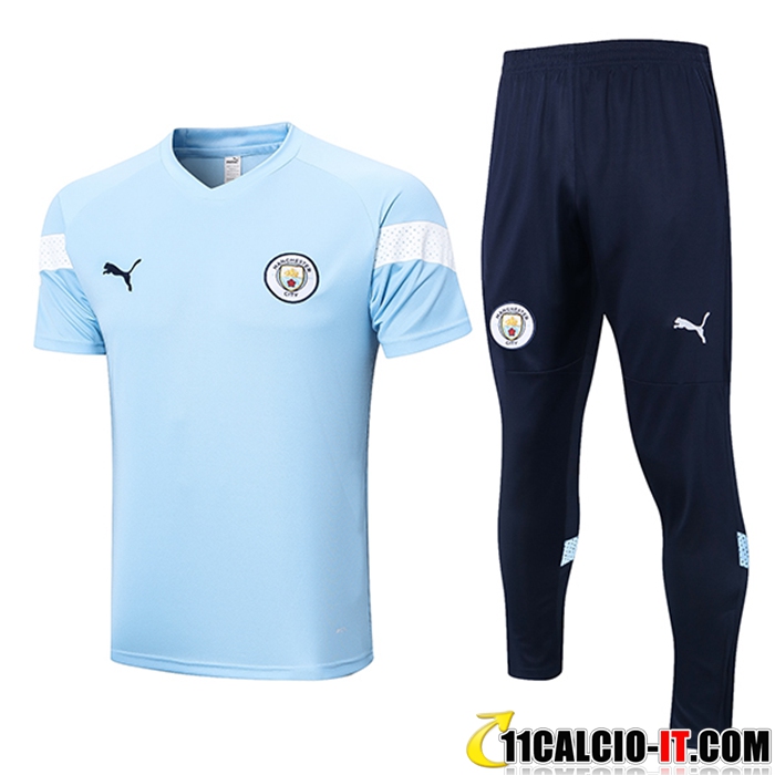Shop Kit Maglia Allenamento + Pantaloni Manchester City Azzurro 2023/2023