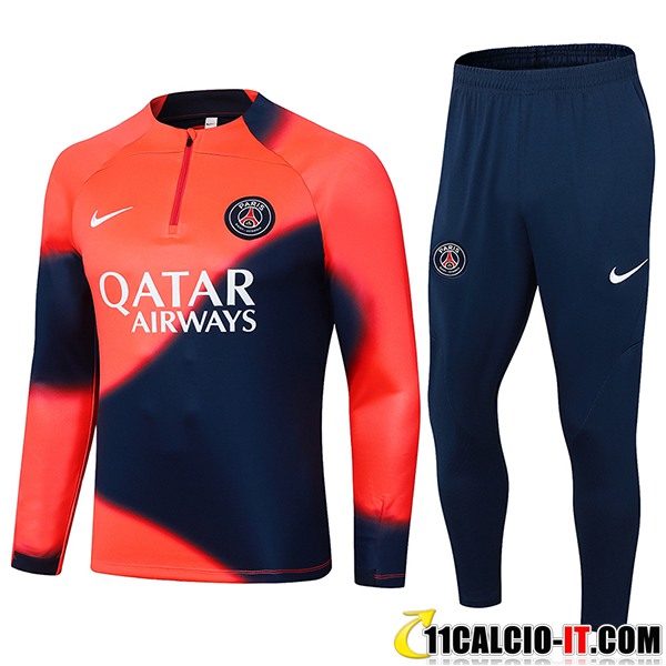 Vendita Insieme Tuta Calcio PSG Arancia/Blu 2024/2025