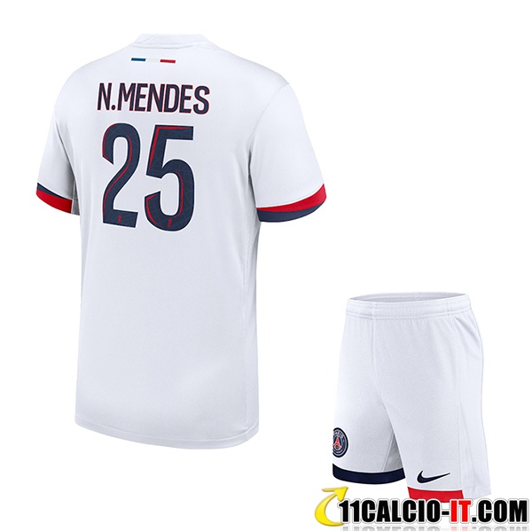 Offerta Maglie Calcio PSG (N.MENDES #25) Bambino 2024/2025 Seconda